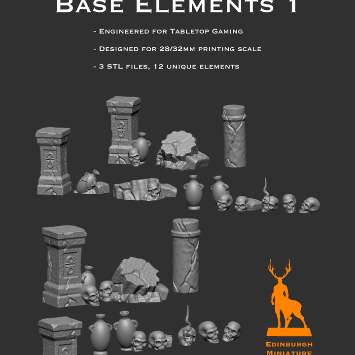 3D Printable Underworld base elements 1 by Edinburgh Miniature Company